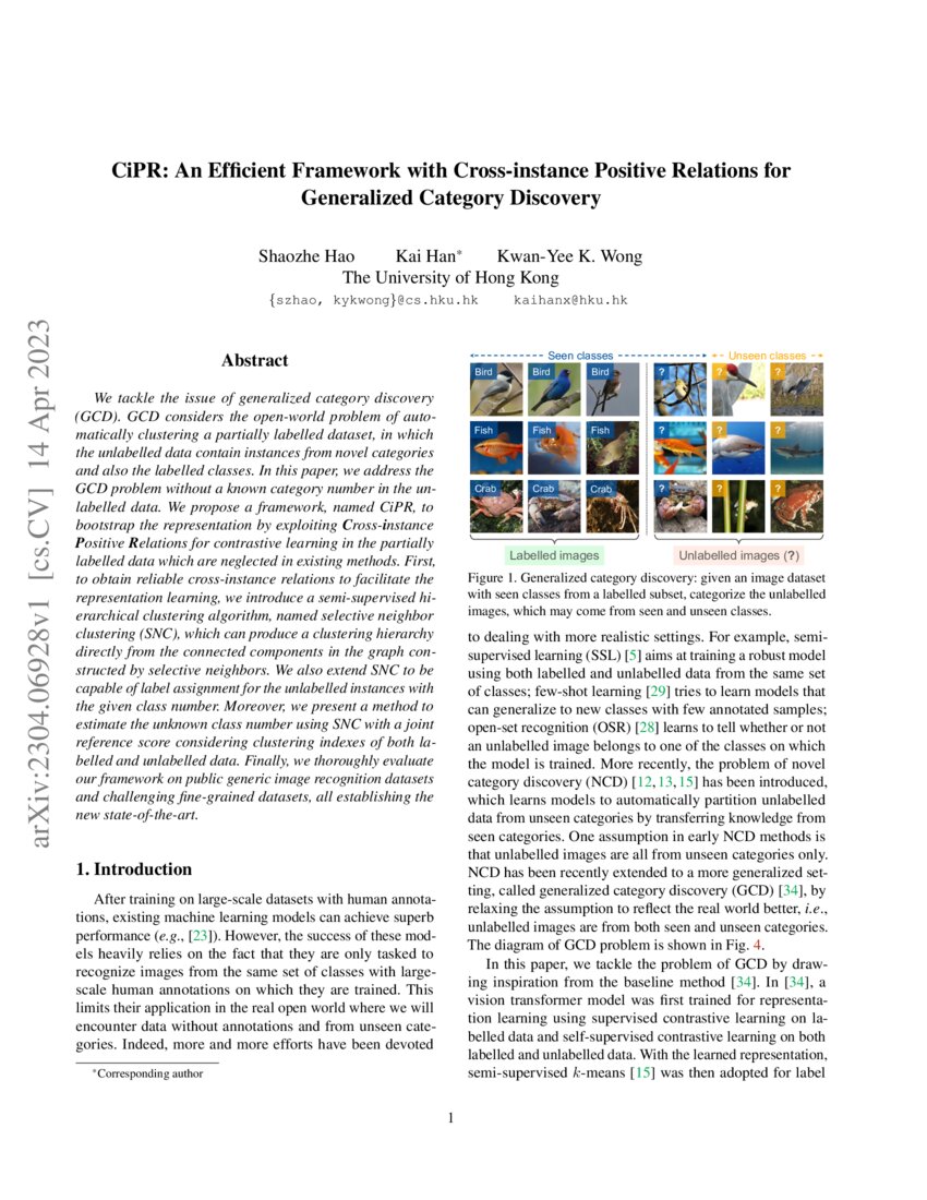 CiPR: An Efficient Framework with Cross-instance Positive Relations for Generalized Category ...