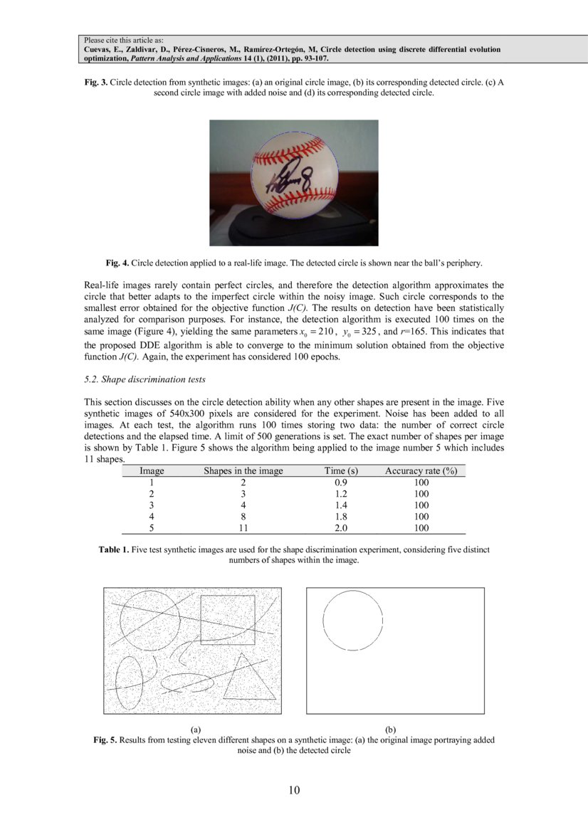 Circle Detection Using Discrete Differential Evolution Optimization Deepai