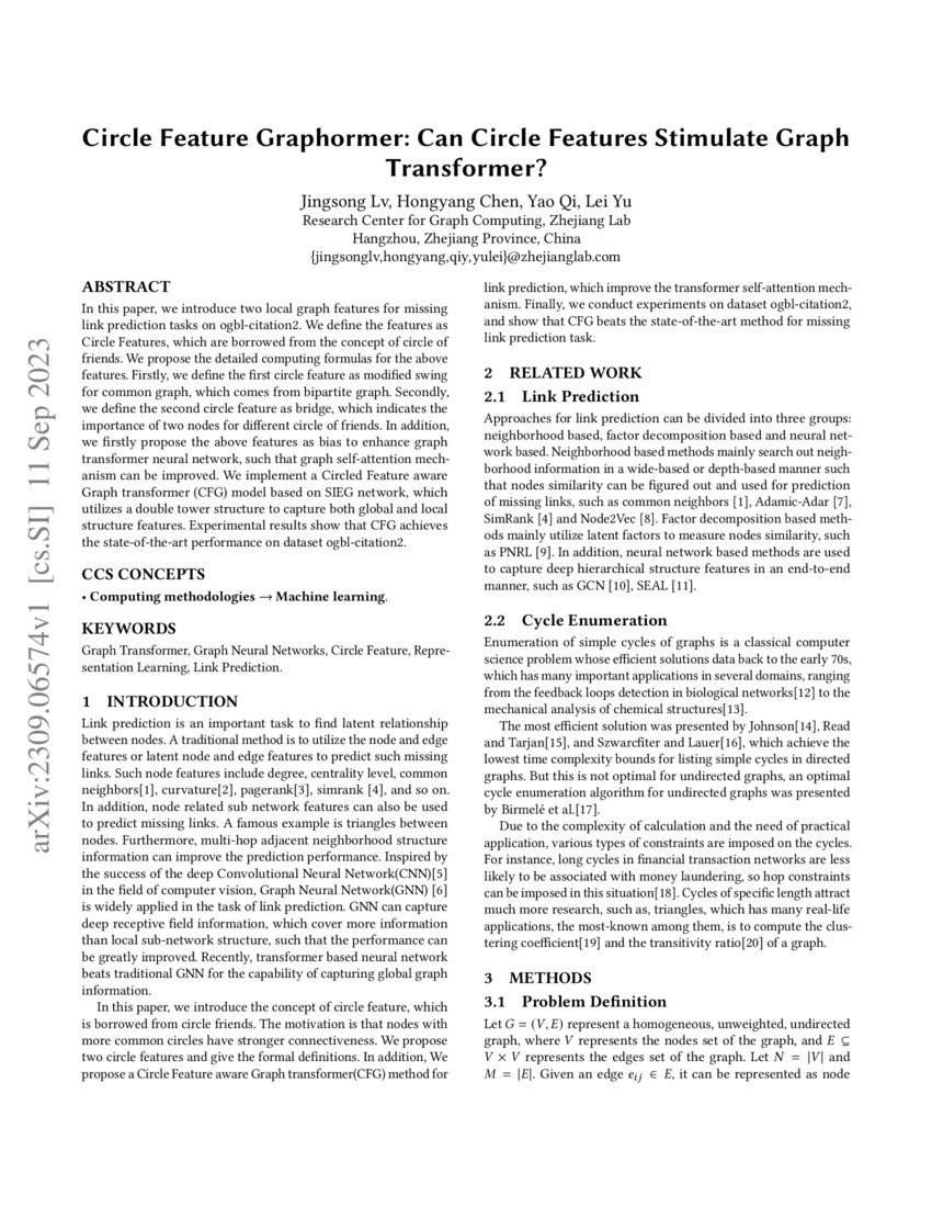 Circle Feature Graphormer: Can Circle Features Stimulate Graph Transformer? | DeepAI