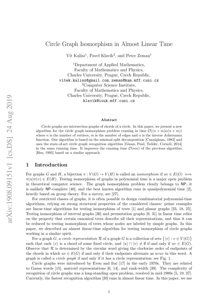 Circle Graph Isomorphism in Almost Linear Time | DeepAI