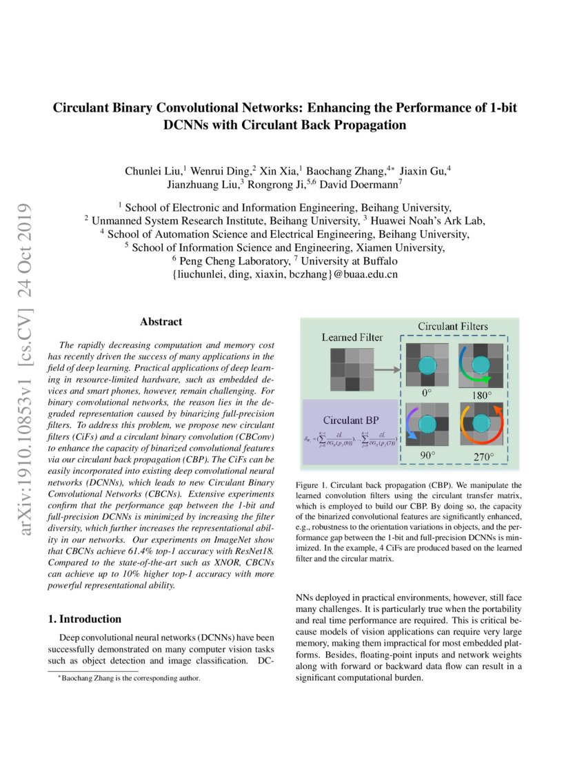 Circulant Binary Convolutional Networks Enhancing The Performance Of 1 Bit Dcnns With Circulant