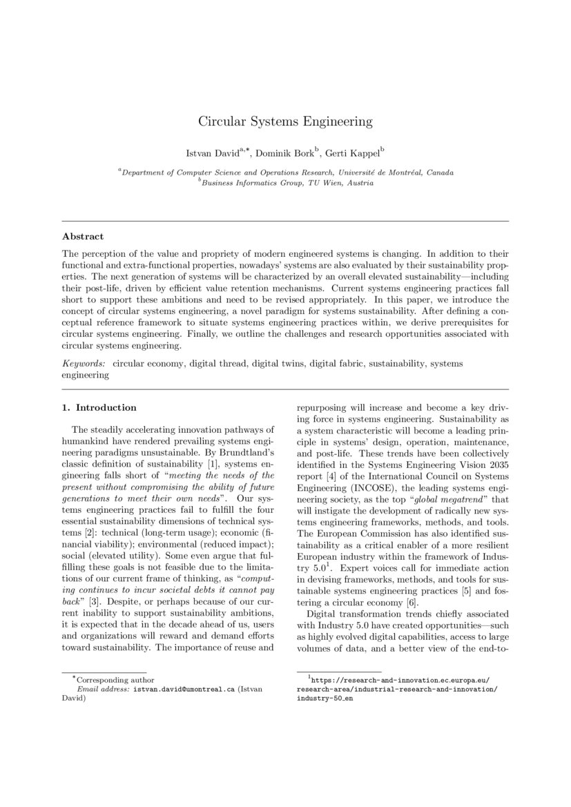 Circular Systems Engineering | DeepAI