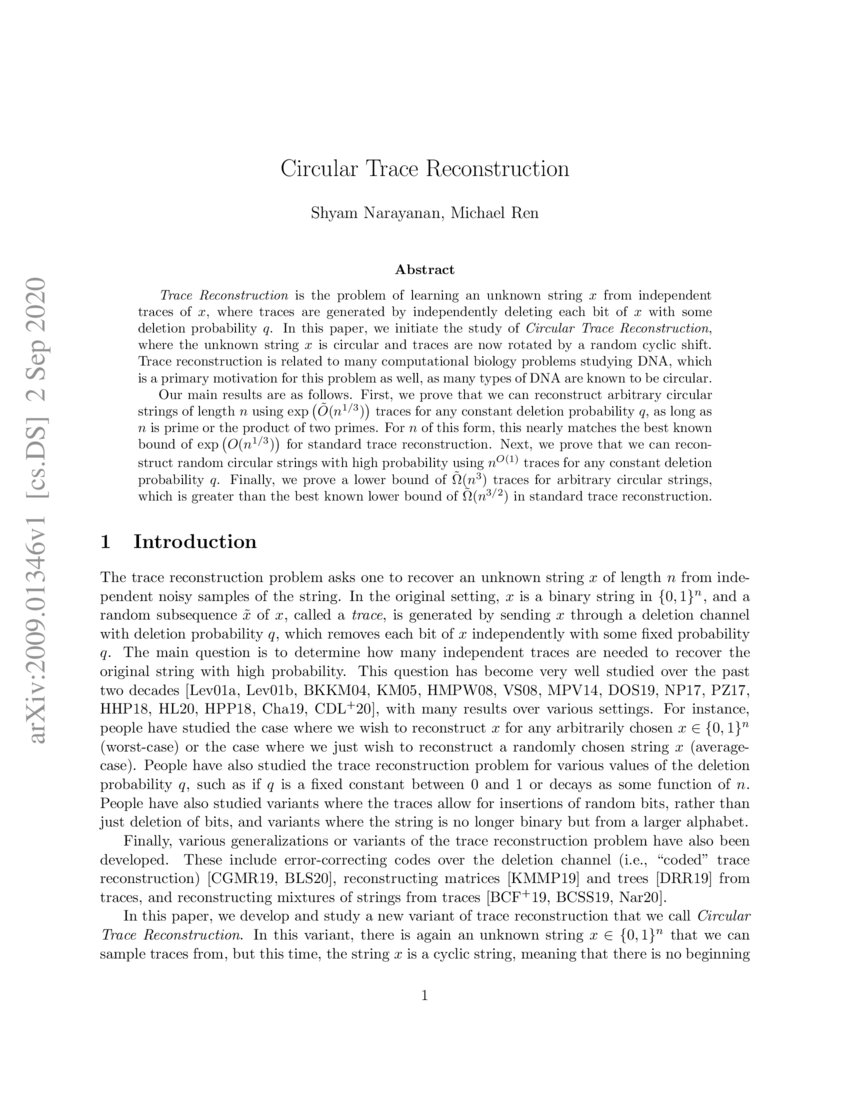 Circular Trace Reconstruction | DeepAI
