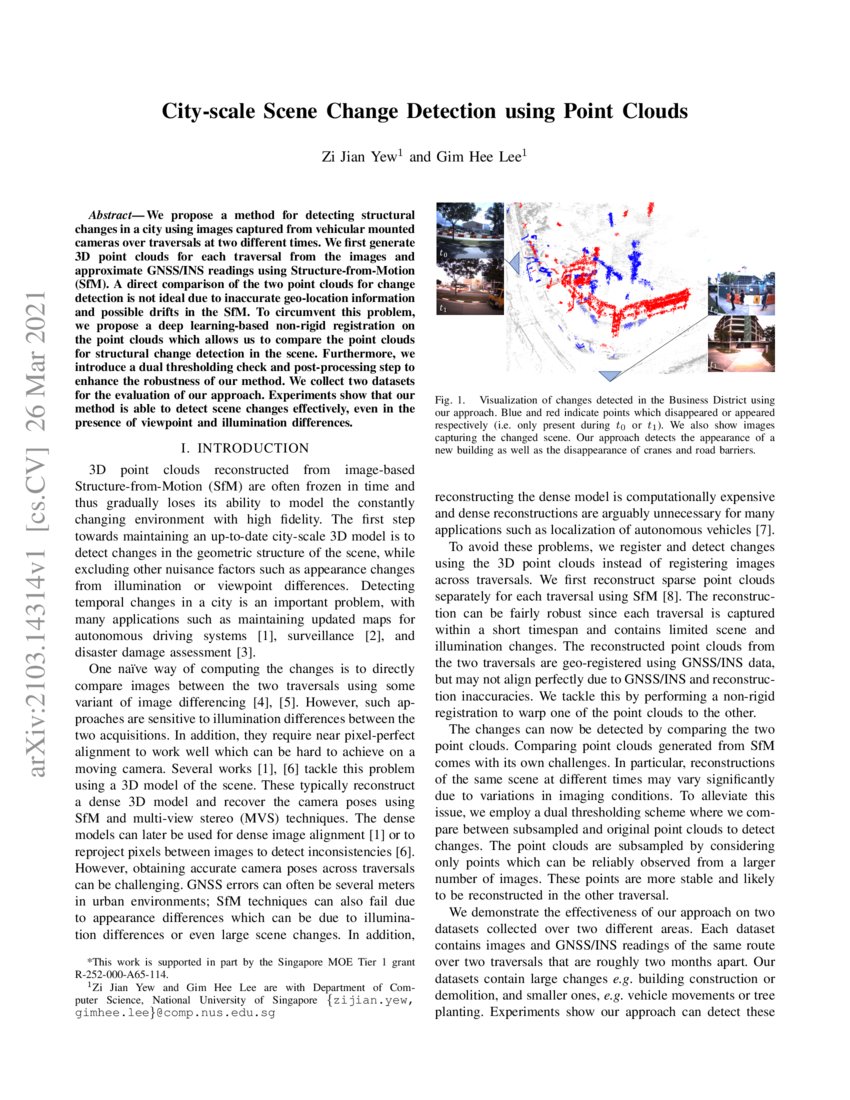 City-scale Scene Change Detection using Point Clouds | DeepAI