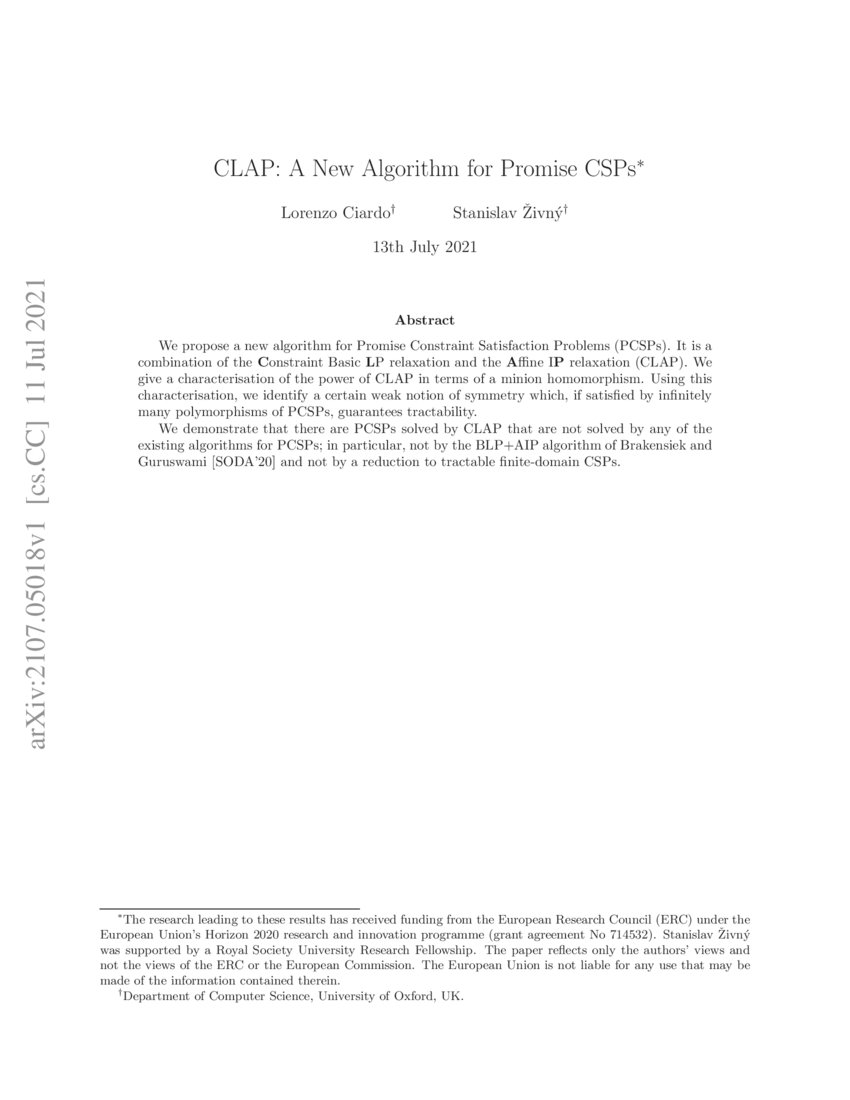 CLAP: A New Algorithm for Promise CSPs | DeepAI