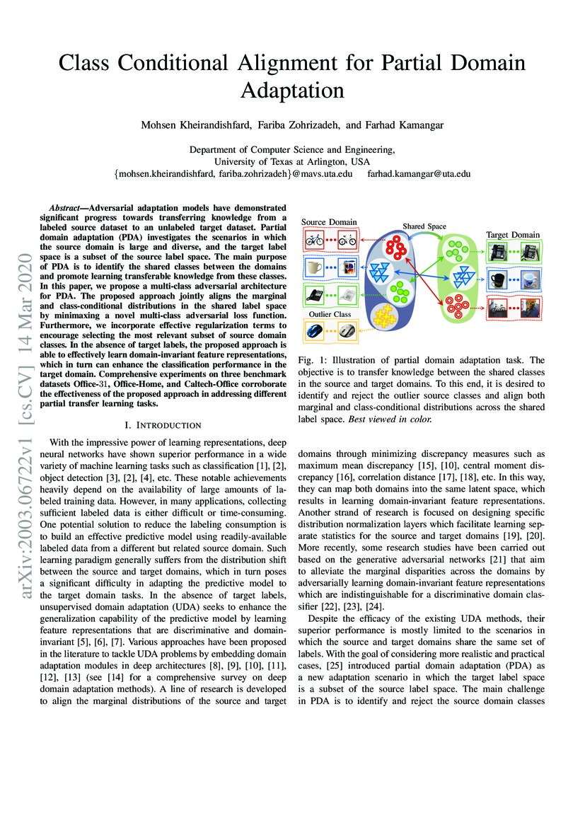 Class Conditional Alignment for Partial Domain Adaptation | DeepAI