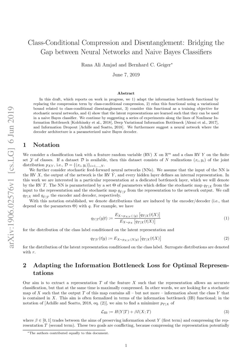 Class-Conditional Compression and Disentanglement: Bridging the Gap between Neural Networks and ...