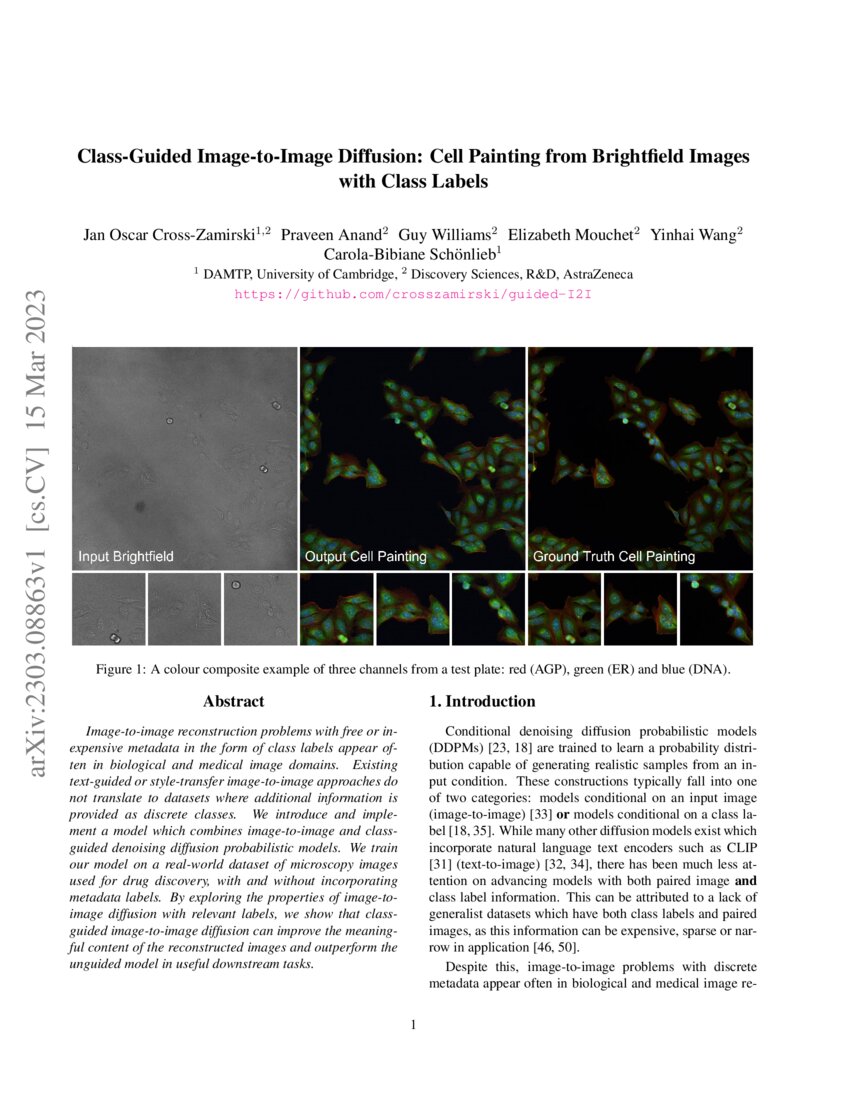 Class-Guided Image-to-Image Diffusion: Cell Painting from Brightfield ...