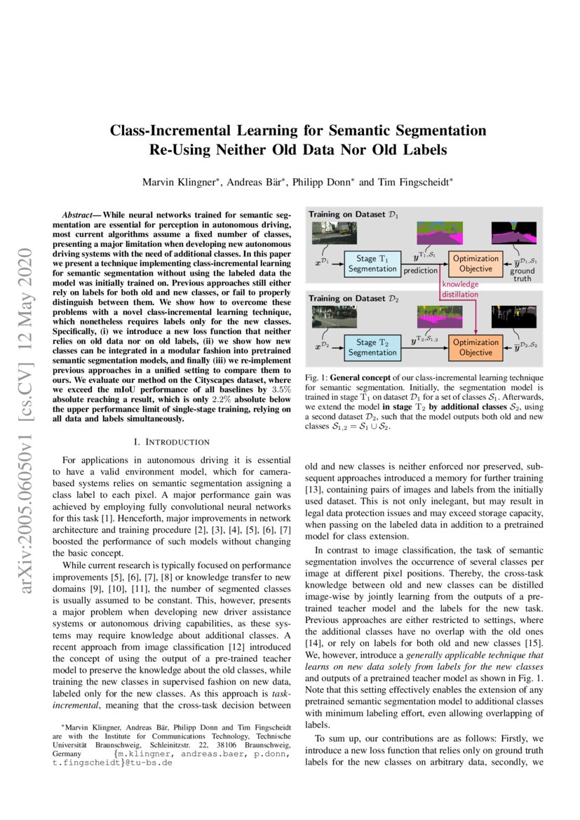 Class Incremental Learning For Semantic Segmentation Re Using Neither