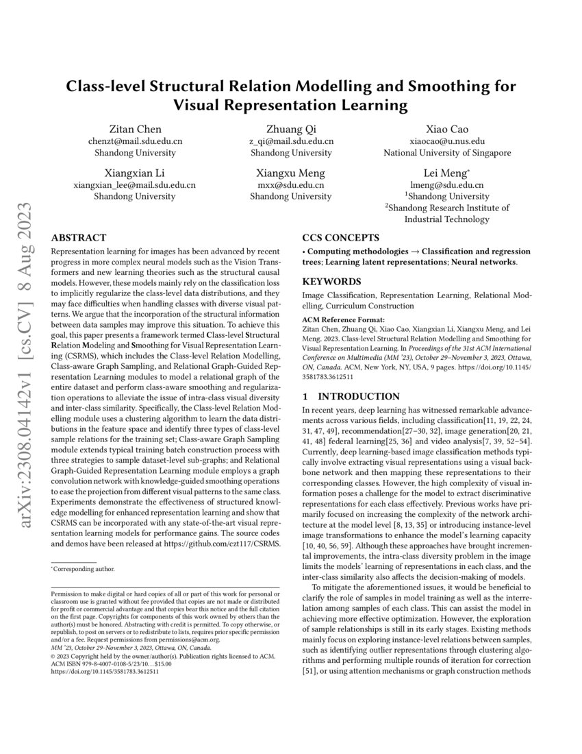 Class-level Structural Relation Modelling and Smoothing for Visual Representation Learning | DeepAI