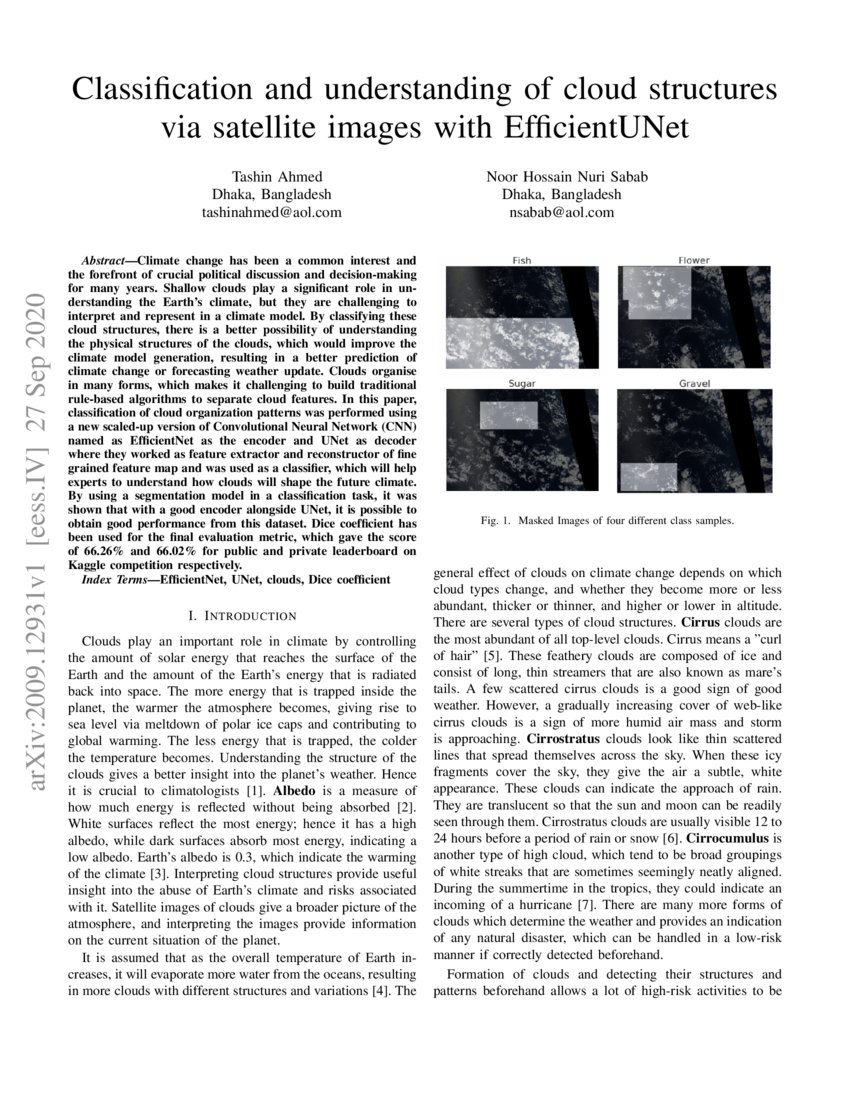 Classification and understanding of cloud structures via satellite ...