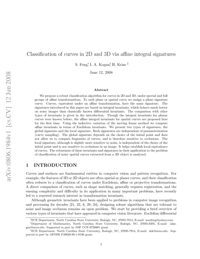 Classification of curves in 2D and 3D via affine integral signatures ...