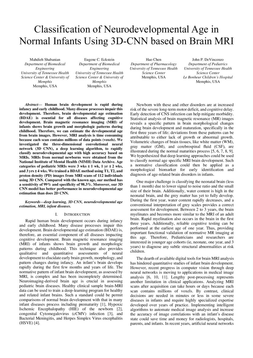 Classification of Neurodevelopmental Age in Normal Infants Using 3D-CNN ...