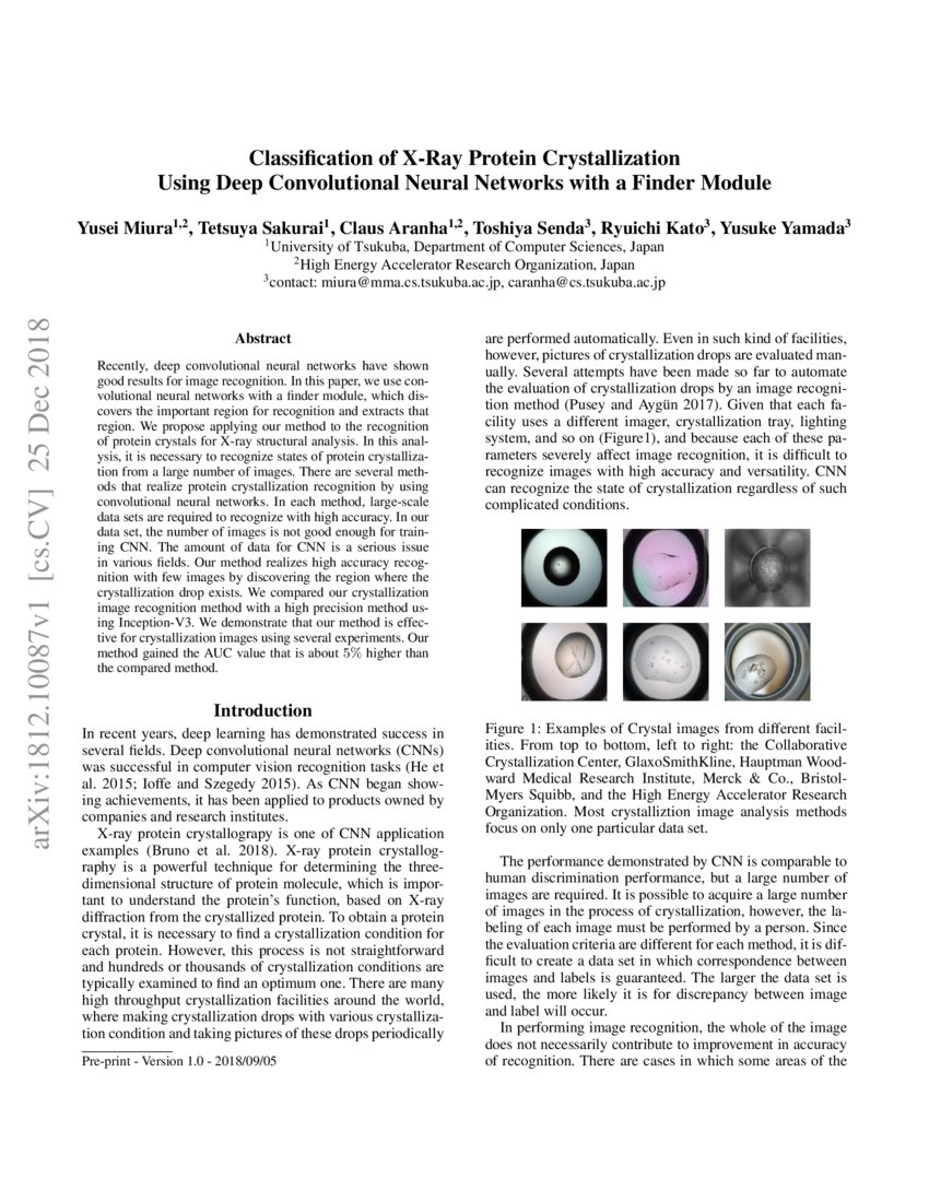 Classification of X-Ray Protein Crystallization Using Deep Convolutional Neural Networks with a ...