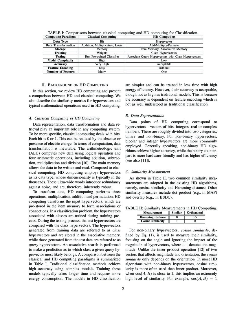 Classification using Hyperdimensional Computing: A Review | DeepAI
