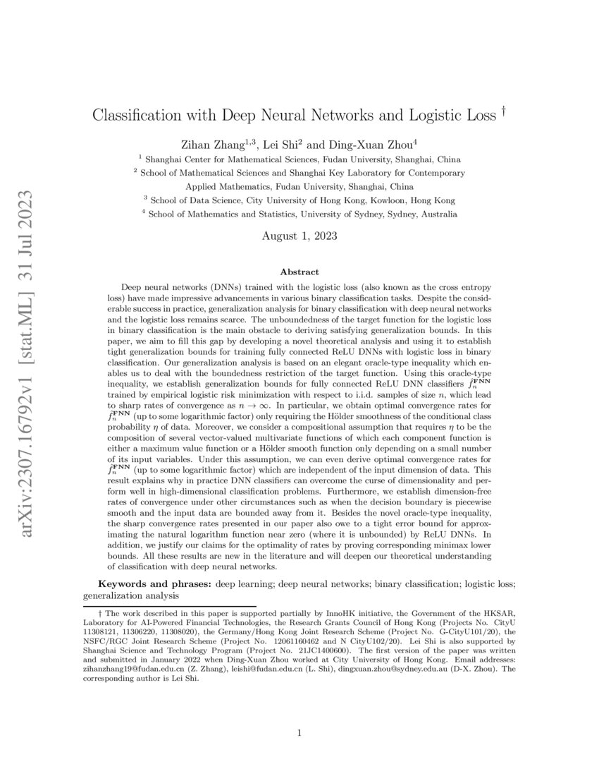 Classification with Deep Neural Networks and Logistic Loss | DeepAI