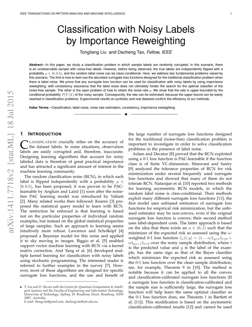 Classification with Noisy Labels by Importance Reweighting | DeepAI