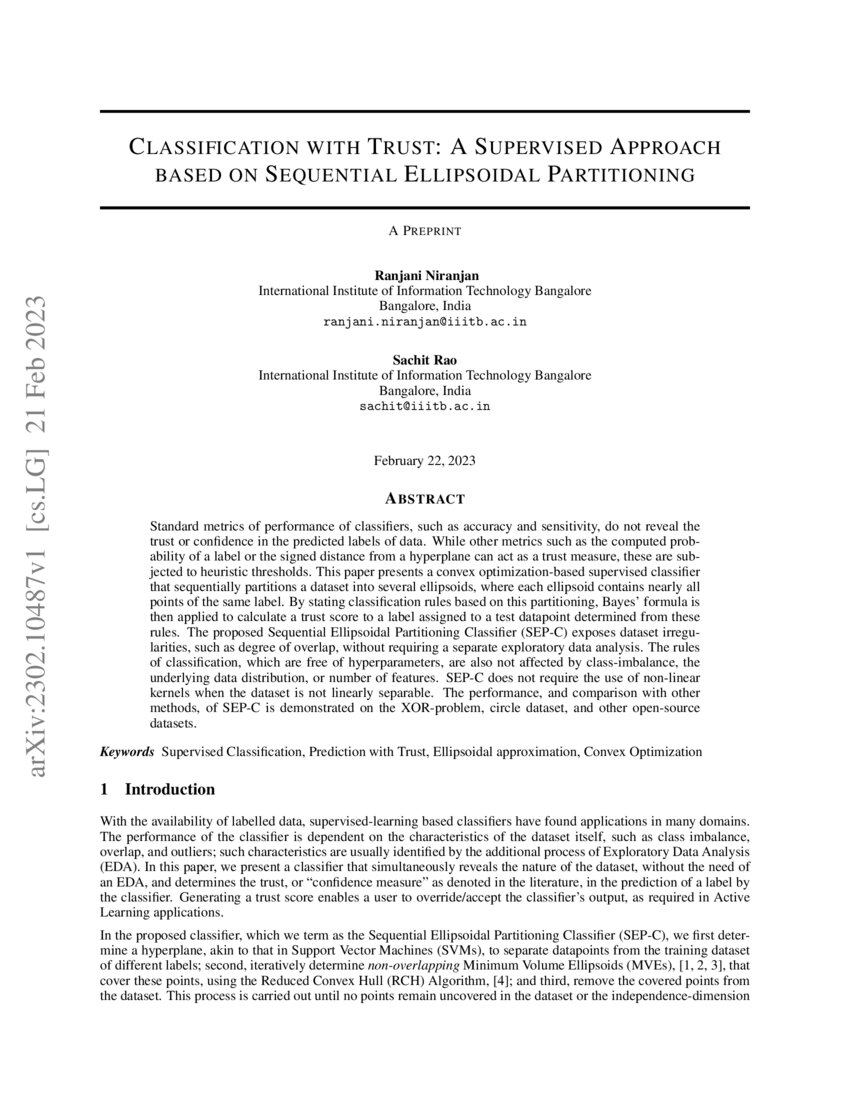 Classification With Trust A Supervised Approach Based On Sequential Ellipsoidal Partitioning
