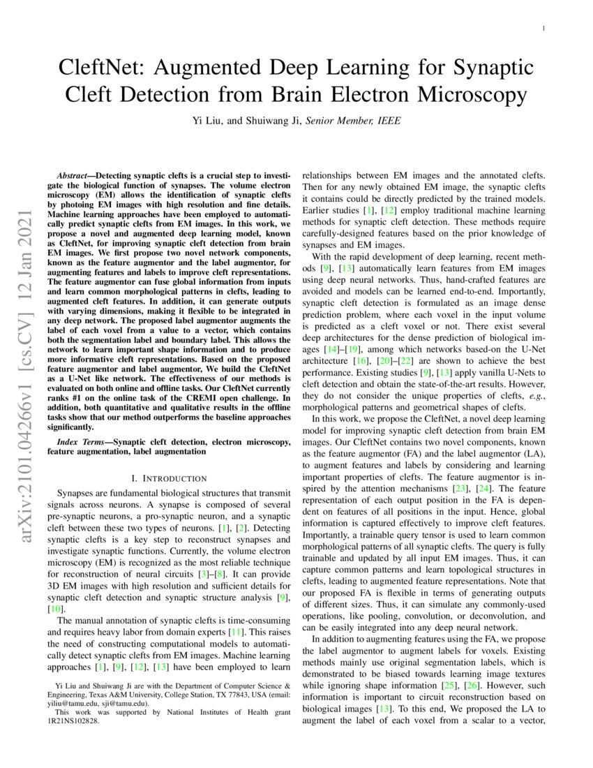 CleftNet: Augmented Deep Learning for Synaptic Cleft Detection from ... CleftNet: Augmented Deep Learning for Synaptic Cleft Detection from ...