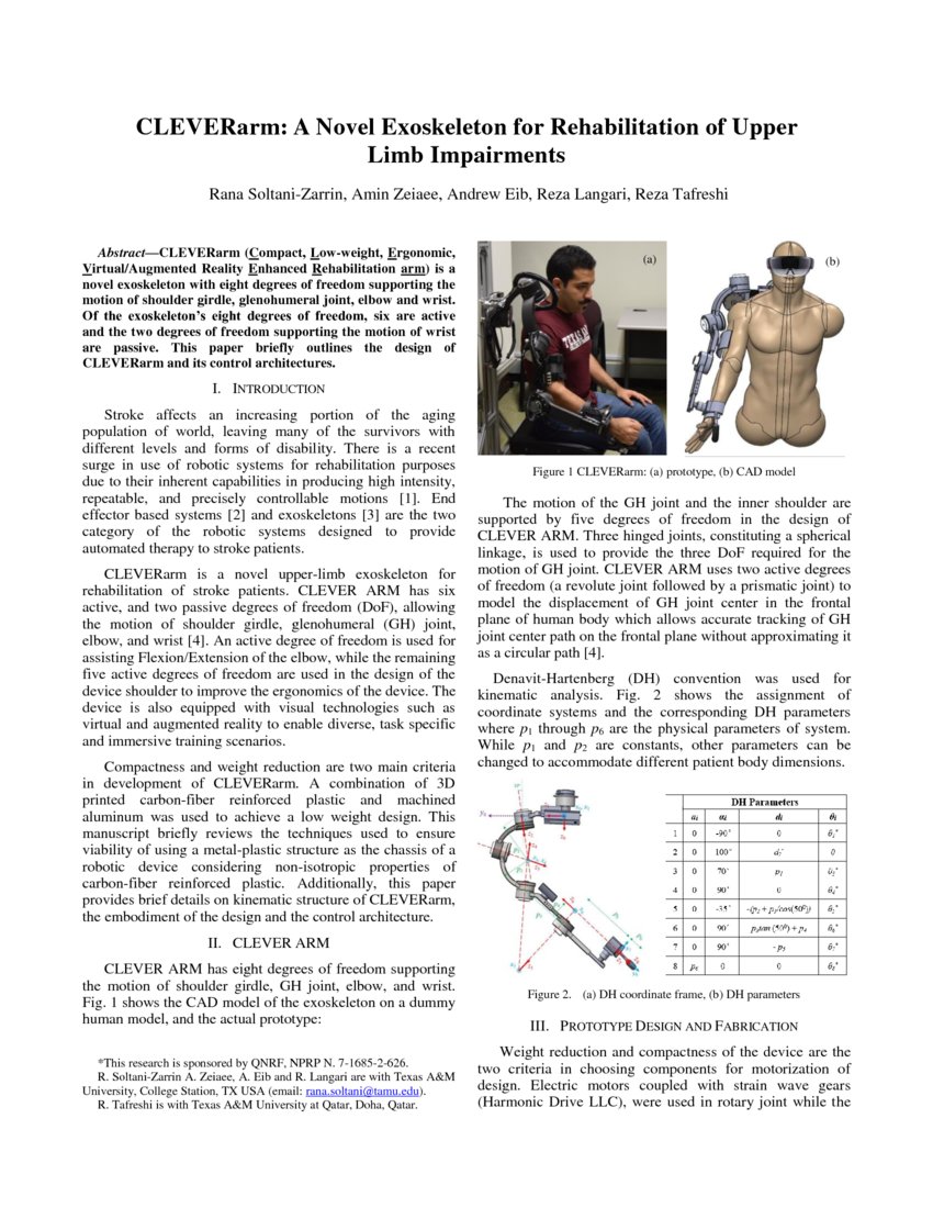 Cleverarm: A Novel Exoskeleton For Rehabilitation Of Upper Limb ...