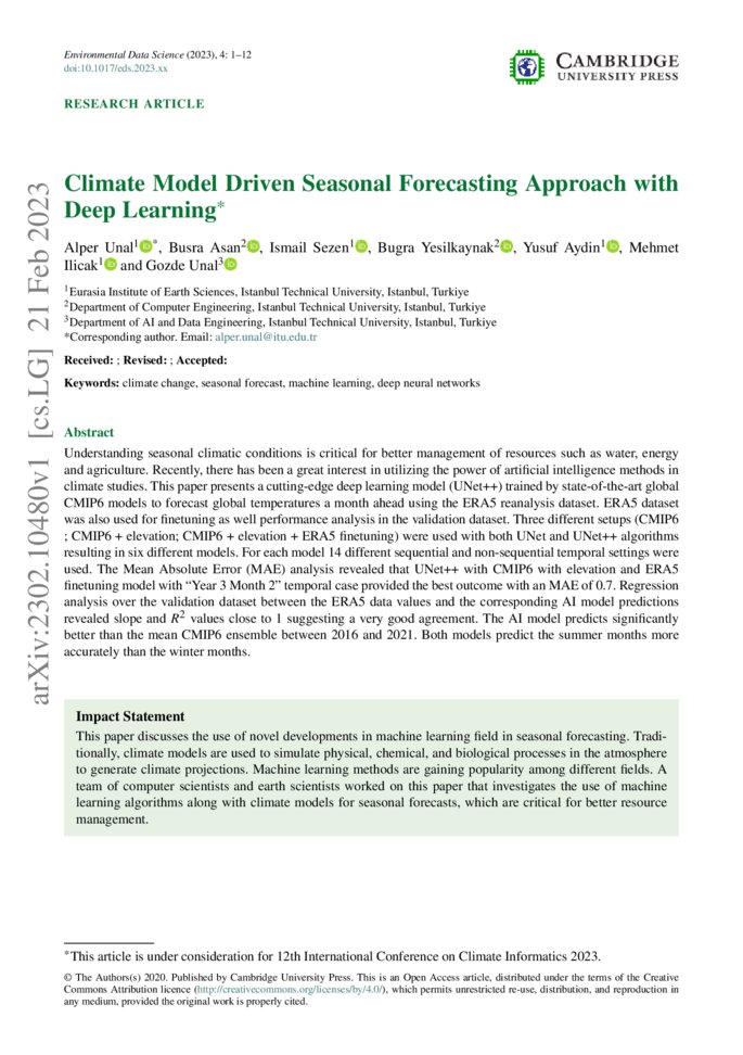 Climate Model Driven Seasonal Forecasting Approach With Deep Learning