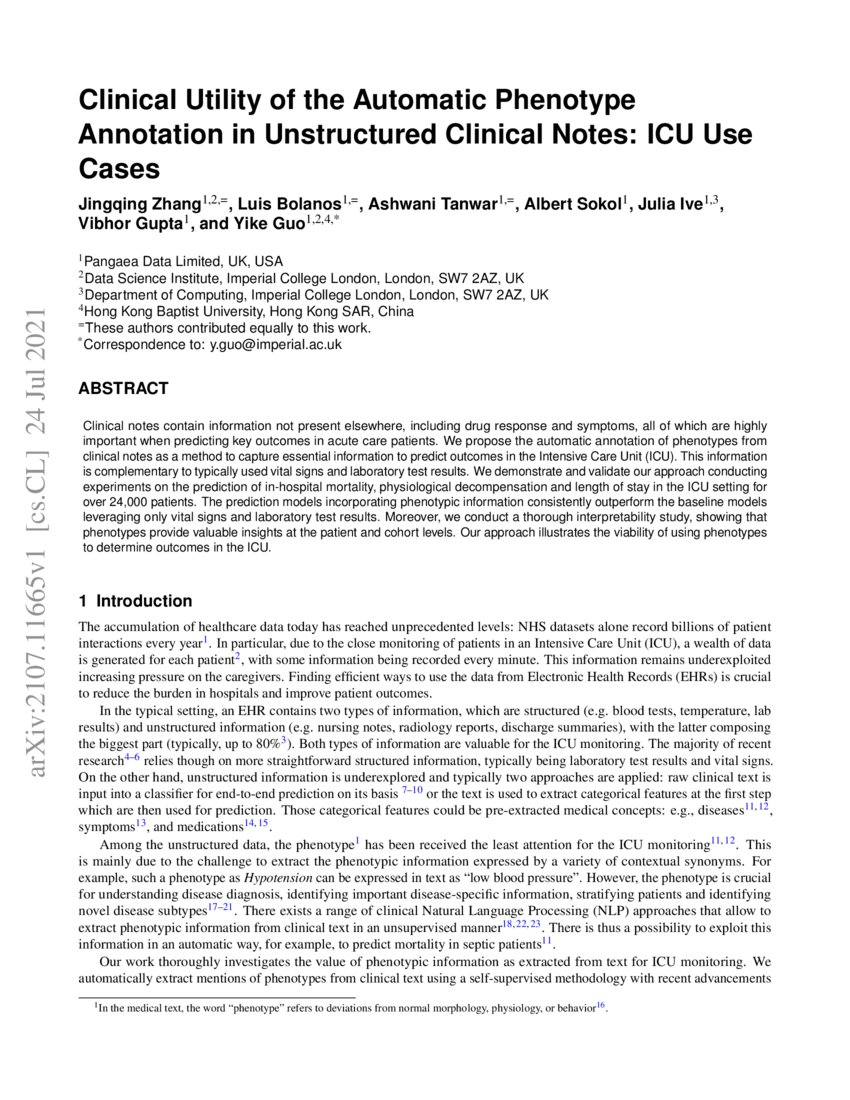 Clinical Utility of the Automatic Phenotype Annotation in Unstructured ...