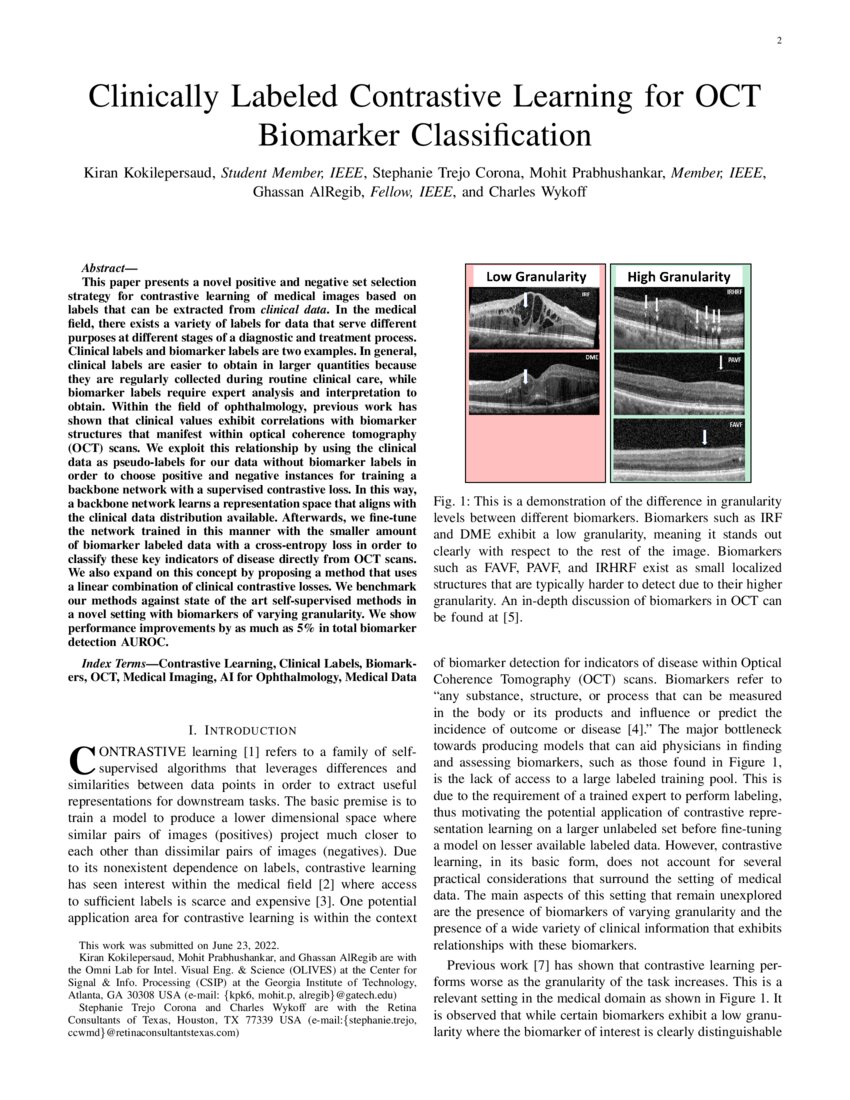 Clinically Labeled Contrastive Learning for OCT Biomarker ... Clinically Labeled Contrastive Learning for OCT Biomarker ...