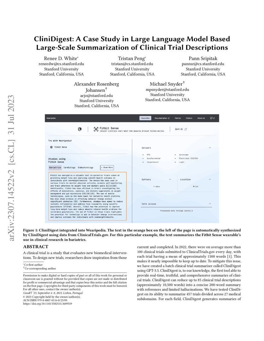 CliniDigest: A Case Study in Large Language Model Based Large-Scale ...