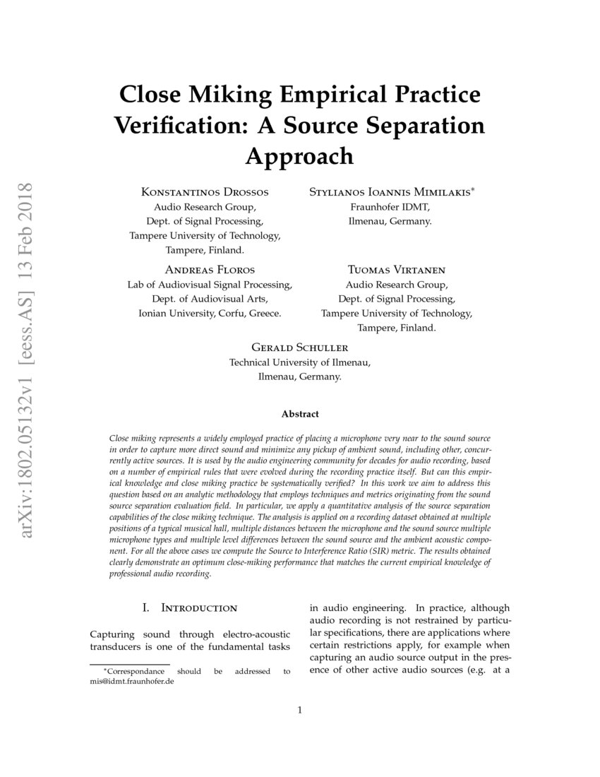 Close Miking Empirical Practice Verification A Source Separation