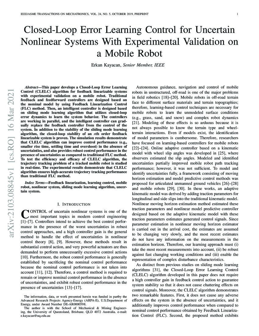Closed-Loop Error Learning Control for Uncertain Nonlinear Systems With ...