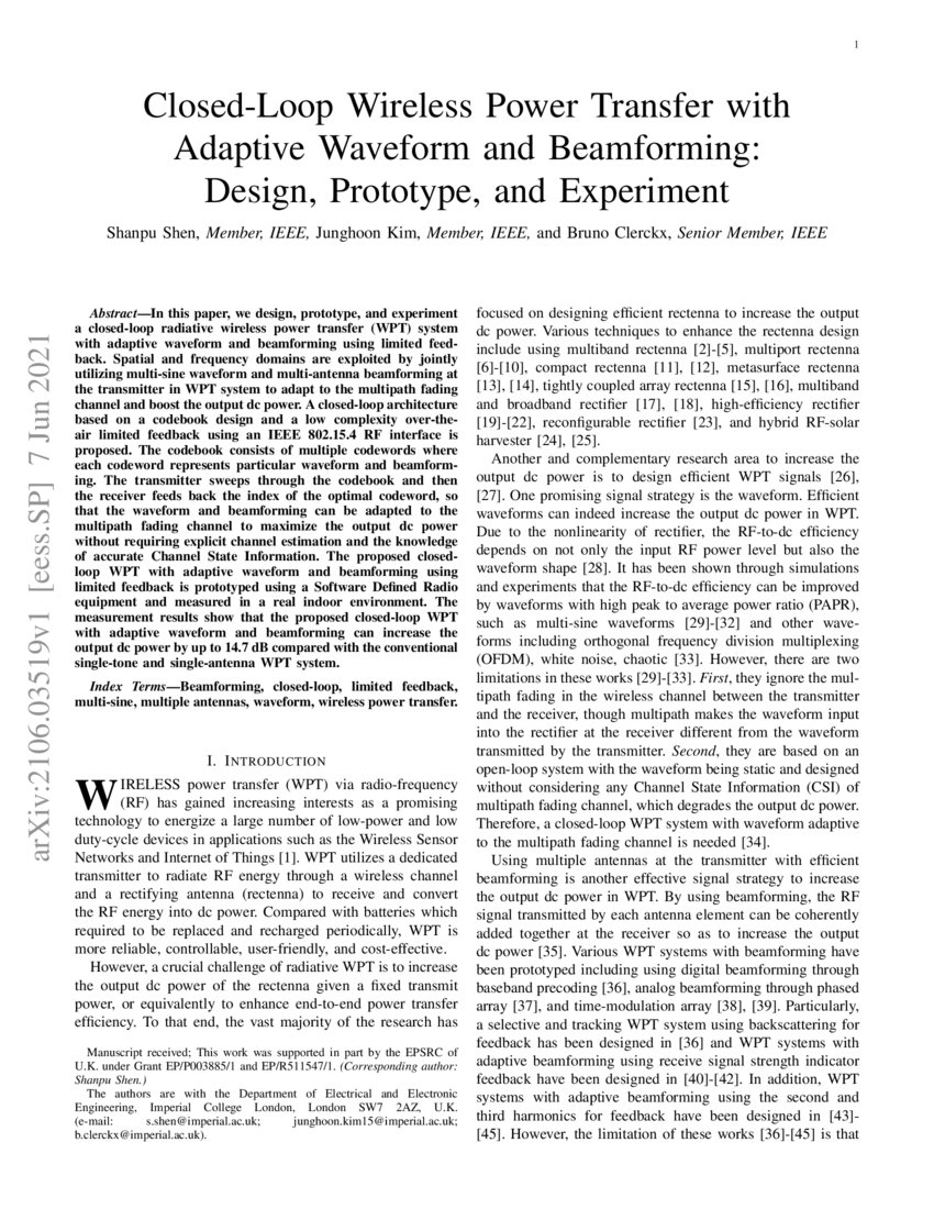 Closed-Loop Wireless Power Transfer with Adaptive Waveform and ...