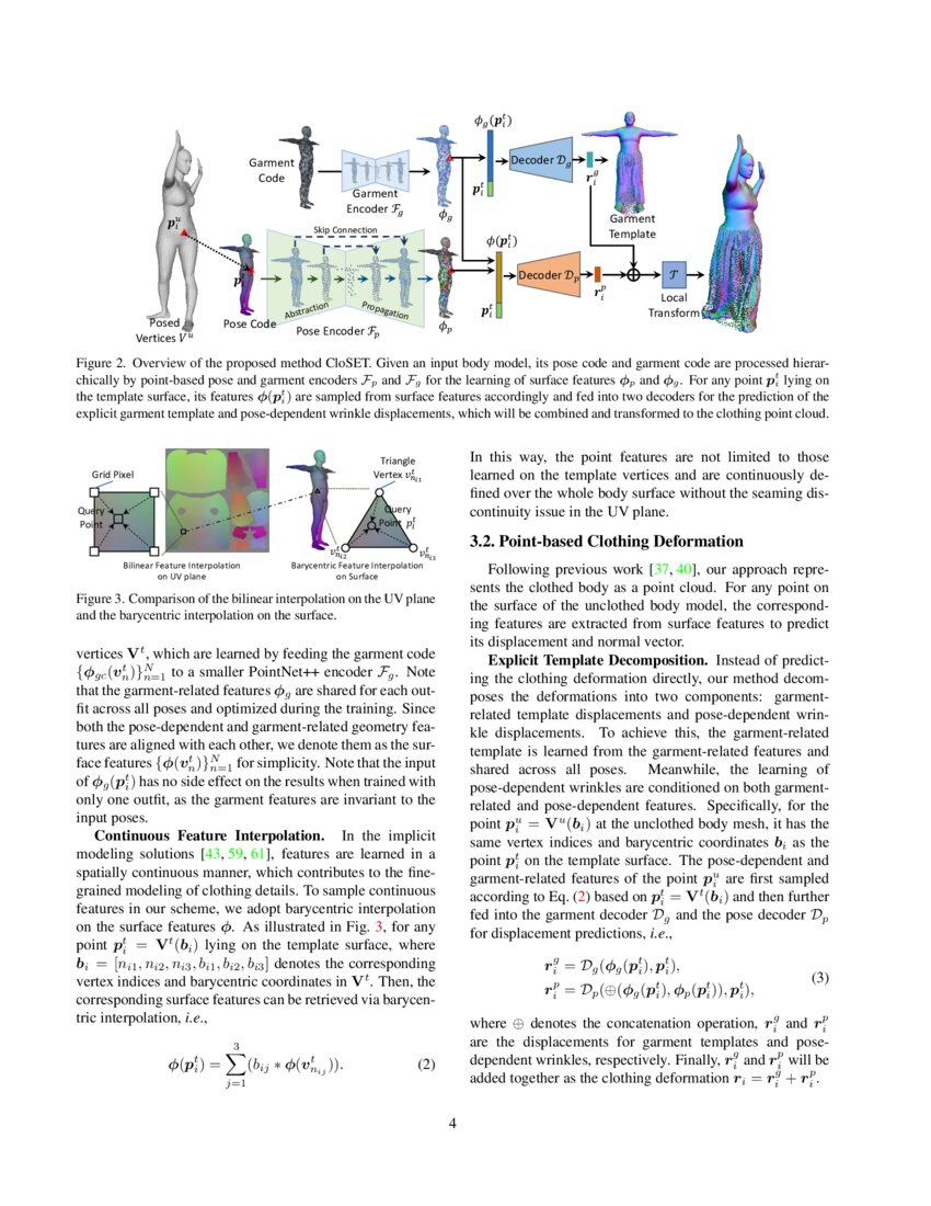 CloSET: Modeling Clothed Humans on Continuous Surface with Explicit ...