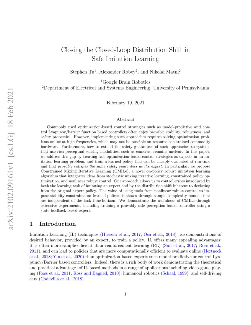 Closing the Closed-Loop Distribution Shift in Safe Imitation Learning ...