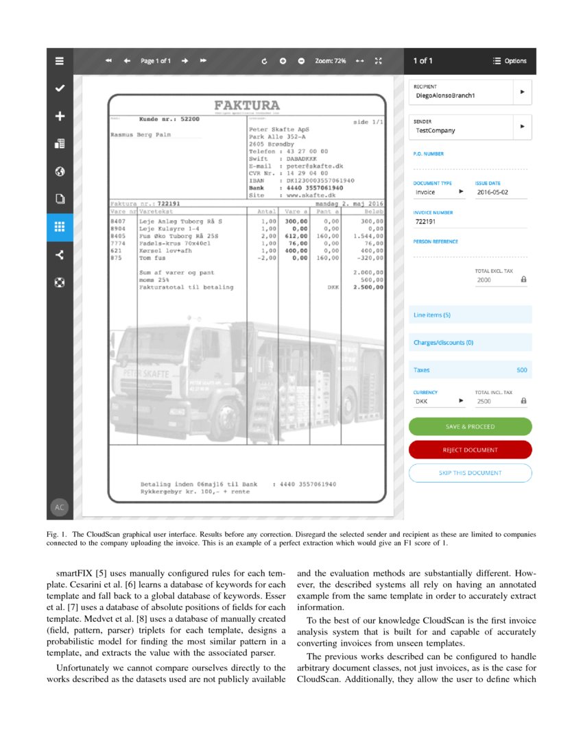 CloudScan - A configuration-free invoice analysis system using recurrent neural networks | DeepAI