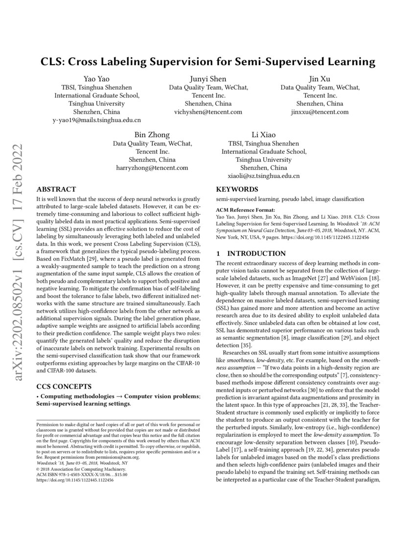 CLS: Cross Labeling Supervision for Semi-Supervised Learning | DeepAI