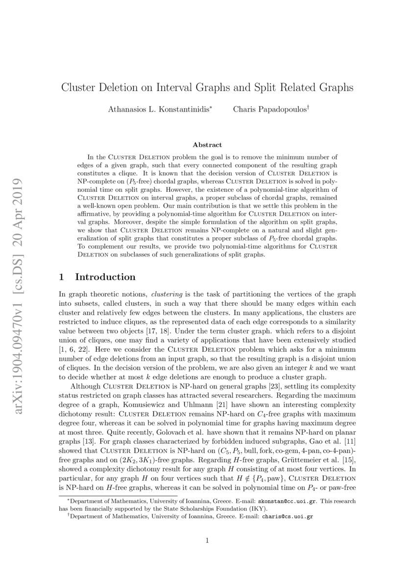 Cluster Deletion on Interval Graphs and Split Related Graphs | DeepAI