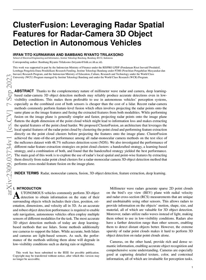 Clusterfusion Leveraging Radar Spatial Features For Radar Camera 3d Object Detection In