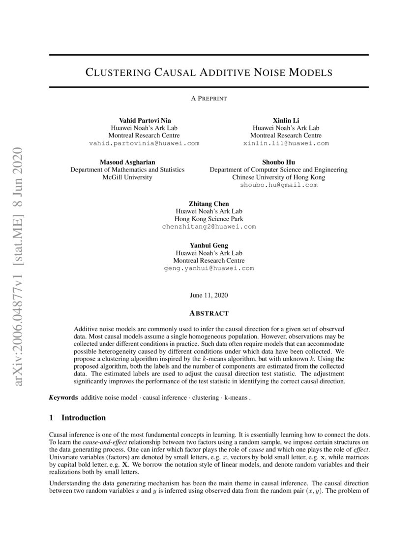 Clustering Causal Additive Noise Models | DeepAI