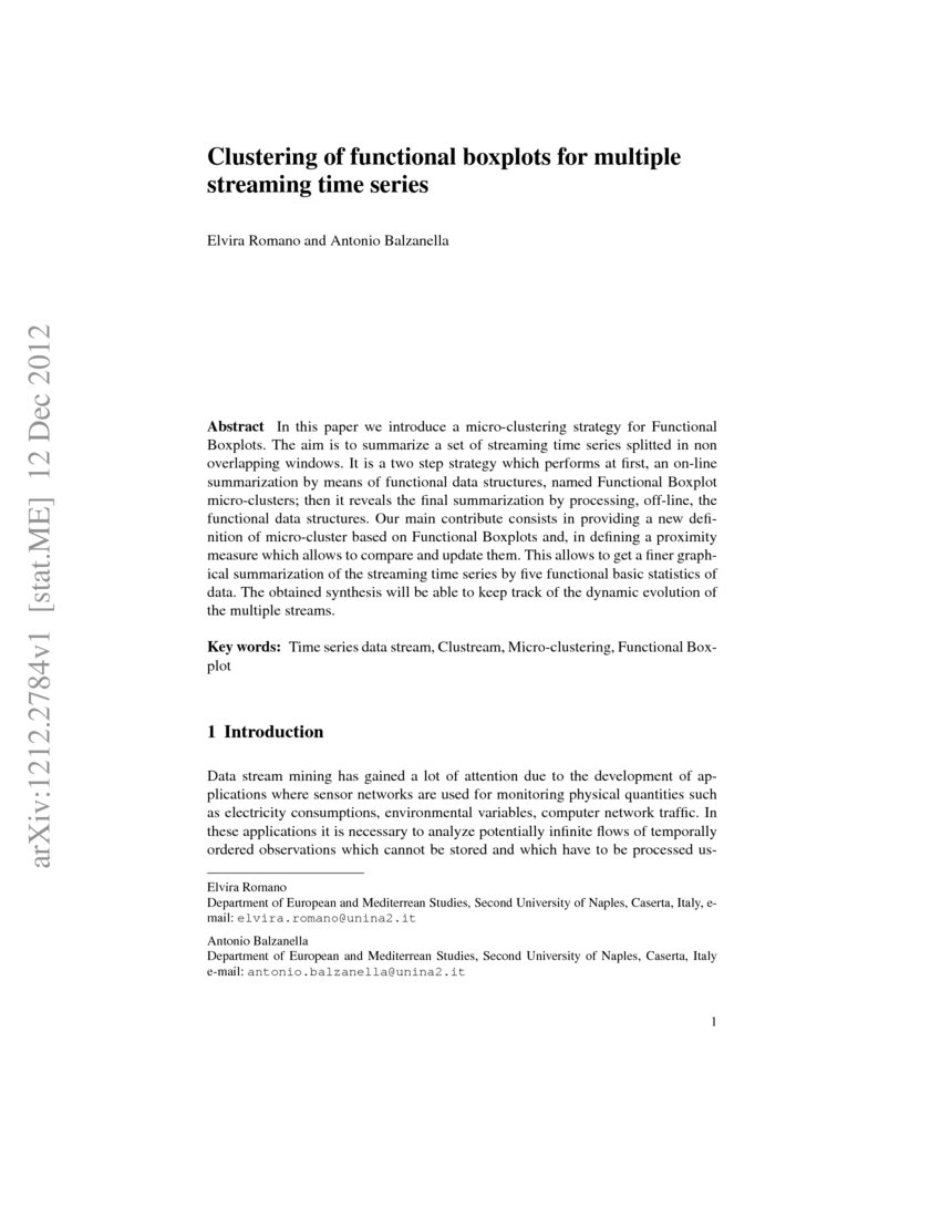 Clustering Of Functional Boxplots For Multiple Streaming Time Series