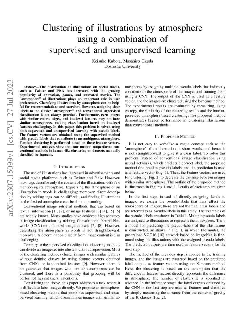 Clustering Of Illustrations By Atmosphere Using A Combination Of Supervised And Unsupervised