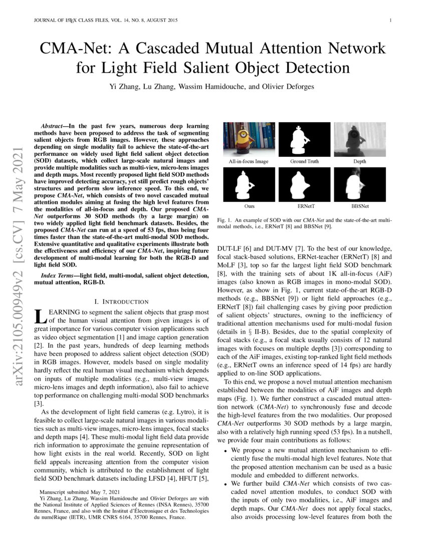 CMA-Net: A Cascaded Mutual Attention Network for Light Field Salient Object Detection | DeepAI