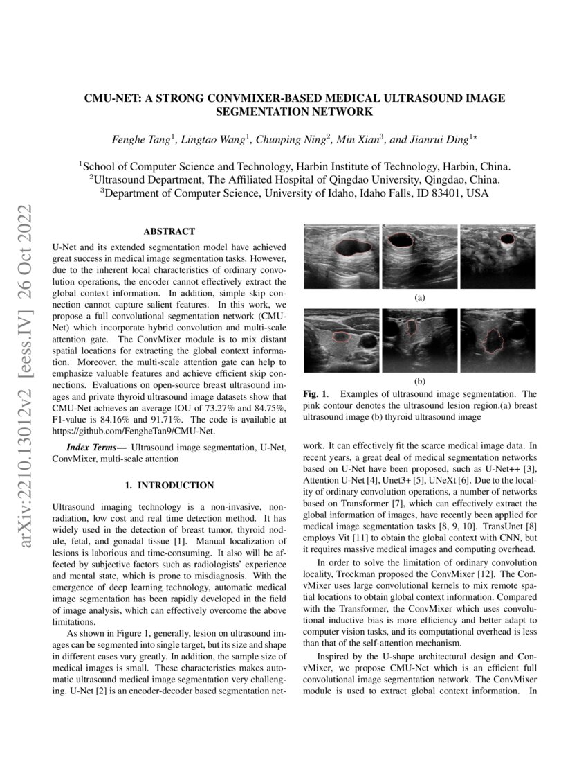 Cmu Net A Strong Convmixer Based Medical Ultrasound Image Segmentation