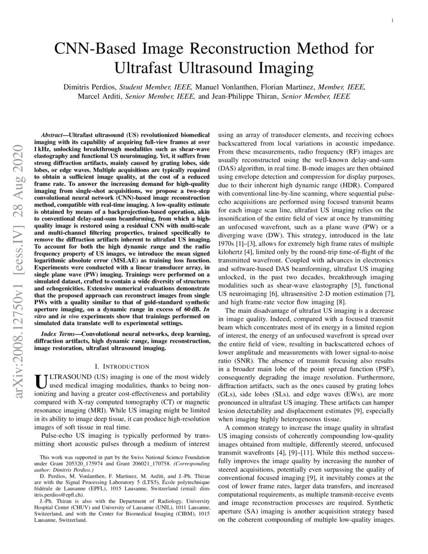 CNN-Based Image Reconstruction Method for Ultrafast Ultrasound Imaging ...