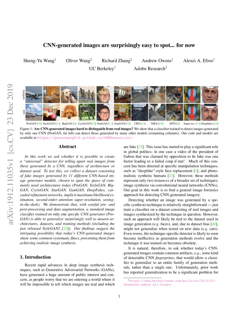 CNN-generated images are surprisingly easy to spot... for now | DeepAI