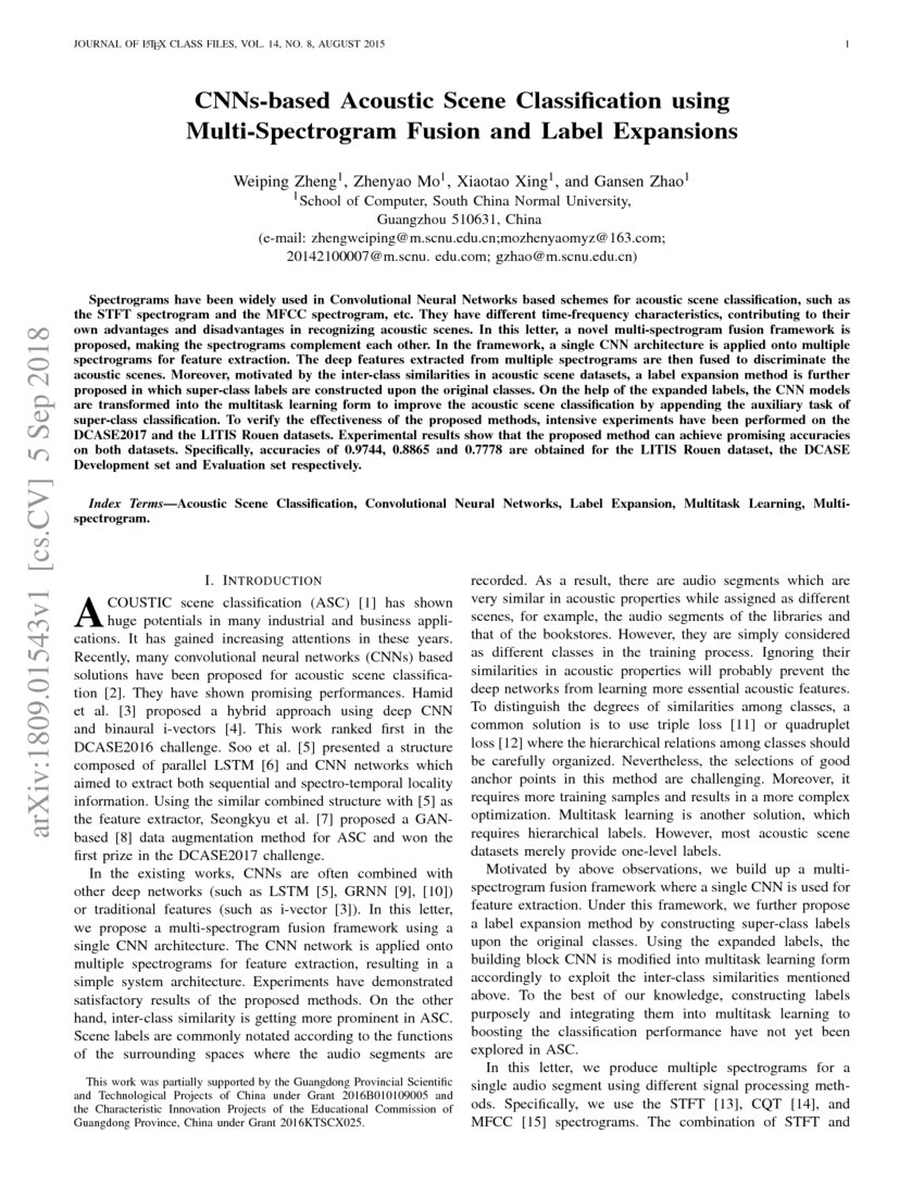 CNNs-based Acoustic Scene Classification using Multi-Spectrogram Fusion and Label Expansions ...
