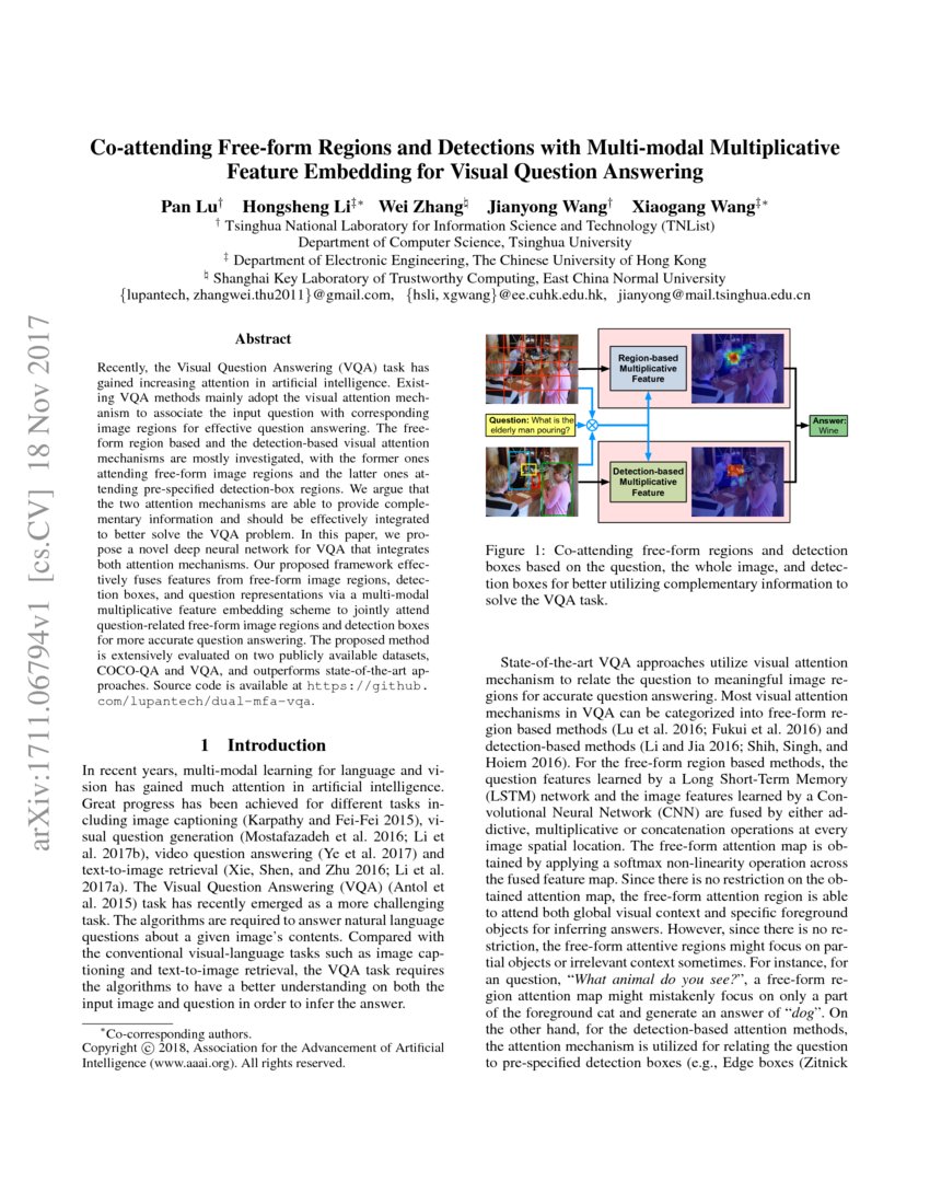 Co-attending Free-form Regions and Detections with Multi-modal Multiplicative Feature Embedding ...