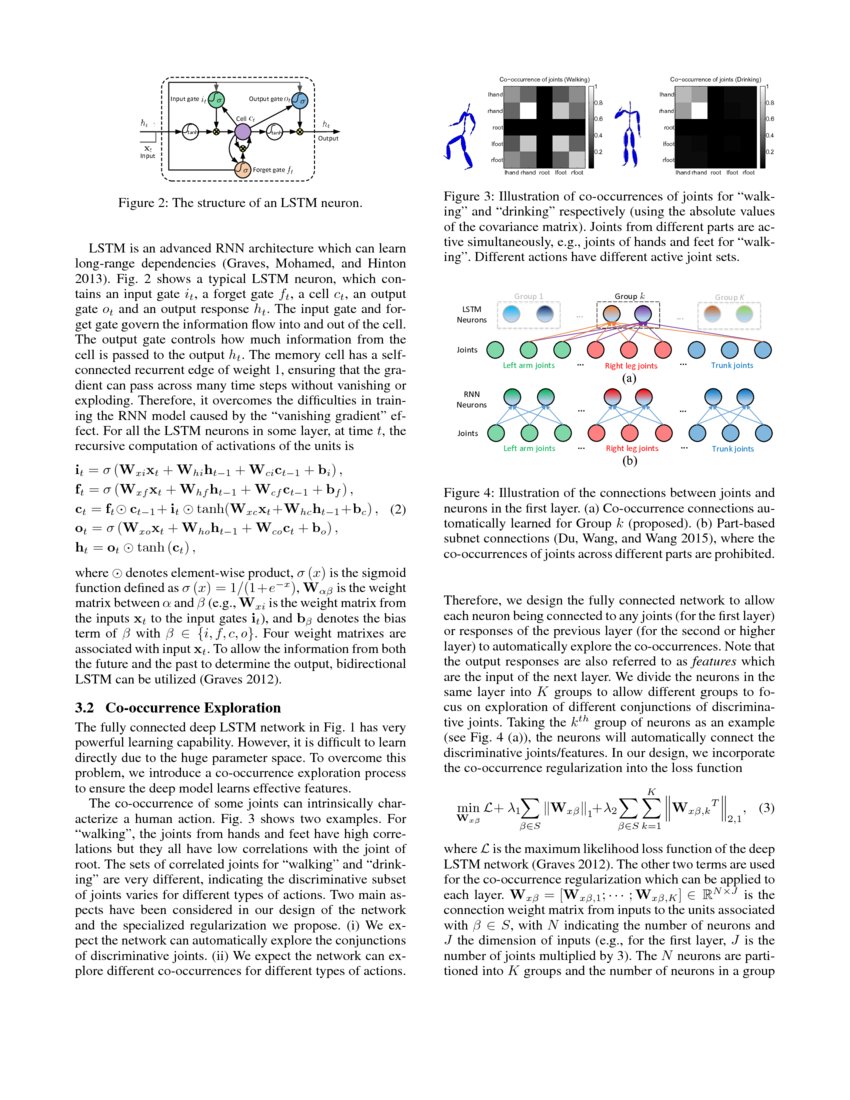 Co Occurrence Feature Learning For Skeleton Based Action Recognition Using Regularized Deep Lstm