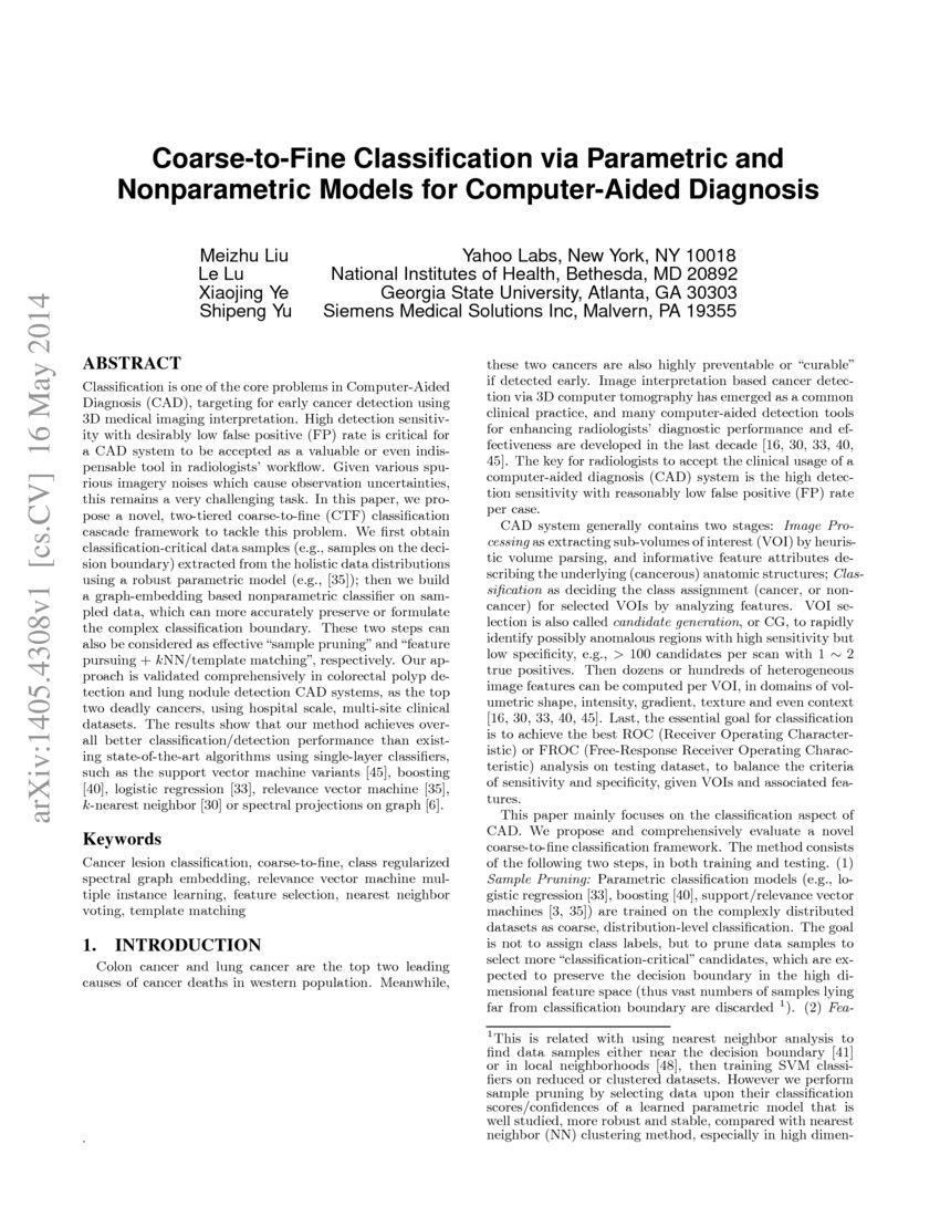 Coarse-to-Fine Classification via Parametric and Nonparametric Models for Computer-Aided ...