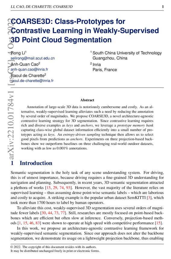 COARSE3D: Class-Prototypes for Contrastive Learning in Weakly ... COARSE3D: Class-Prototypes for Contrastive Learning in Weakly ...