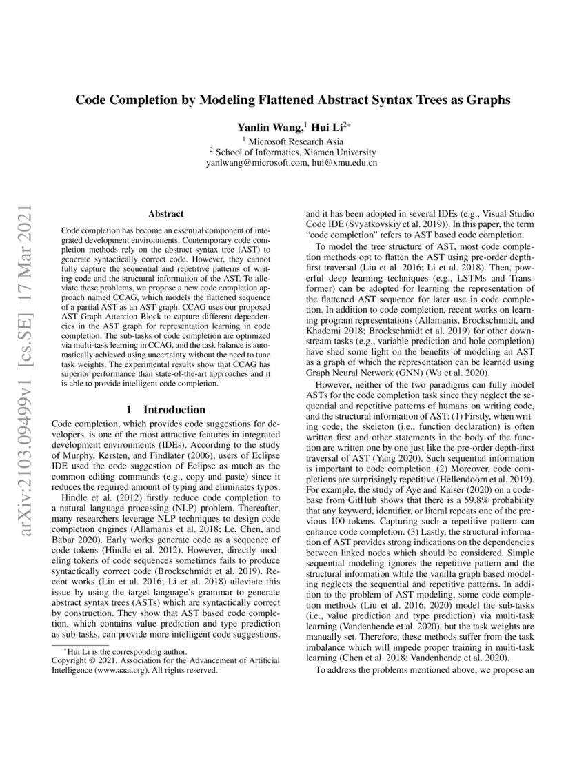 Code Completion By Modeling Flattened Abstract Syntax Trees As Graphs 3496